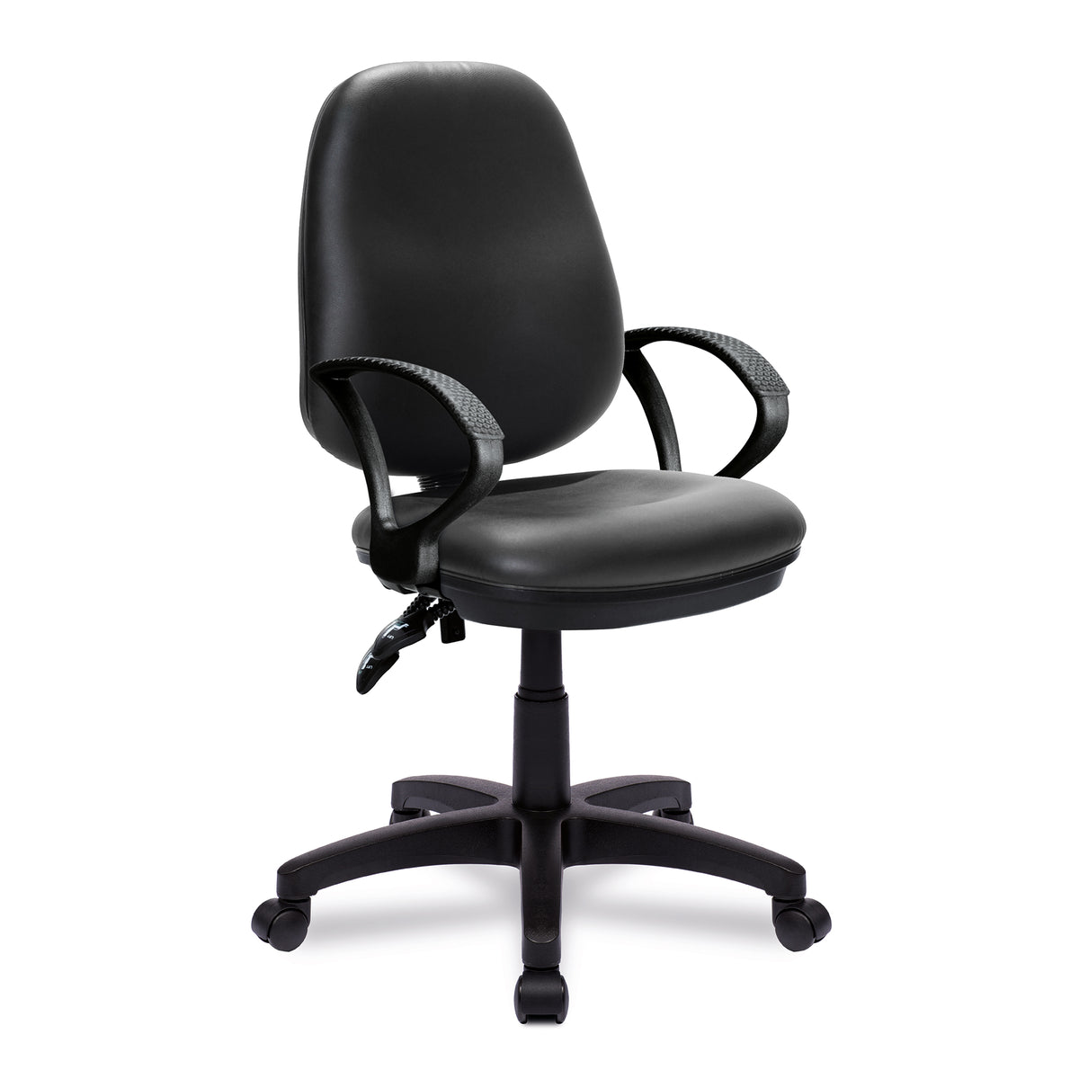 Java 200 - Medium Back Vinyl Operator Chair - Twin Lever with Fixed Ar ...