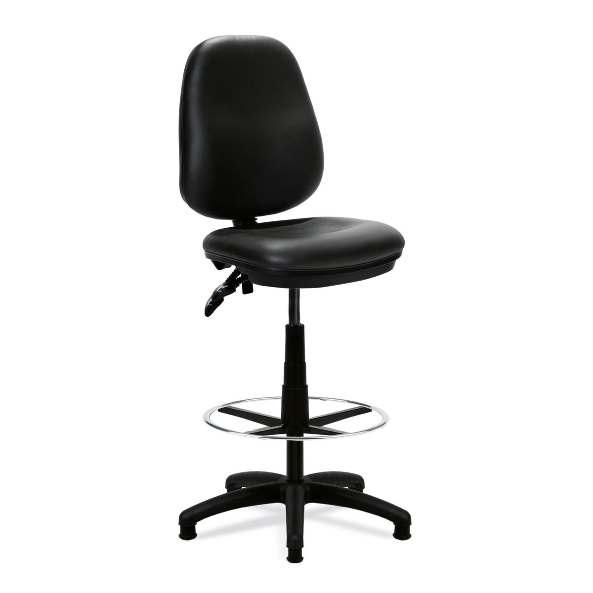 Java 200 - Medium Back Vinyl Draughtsman Chair - Twin Lever — UK Office Furniture