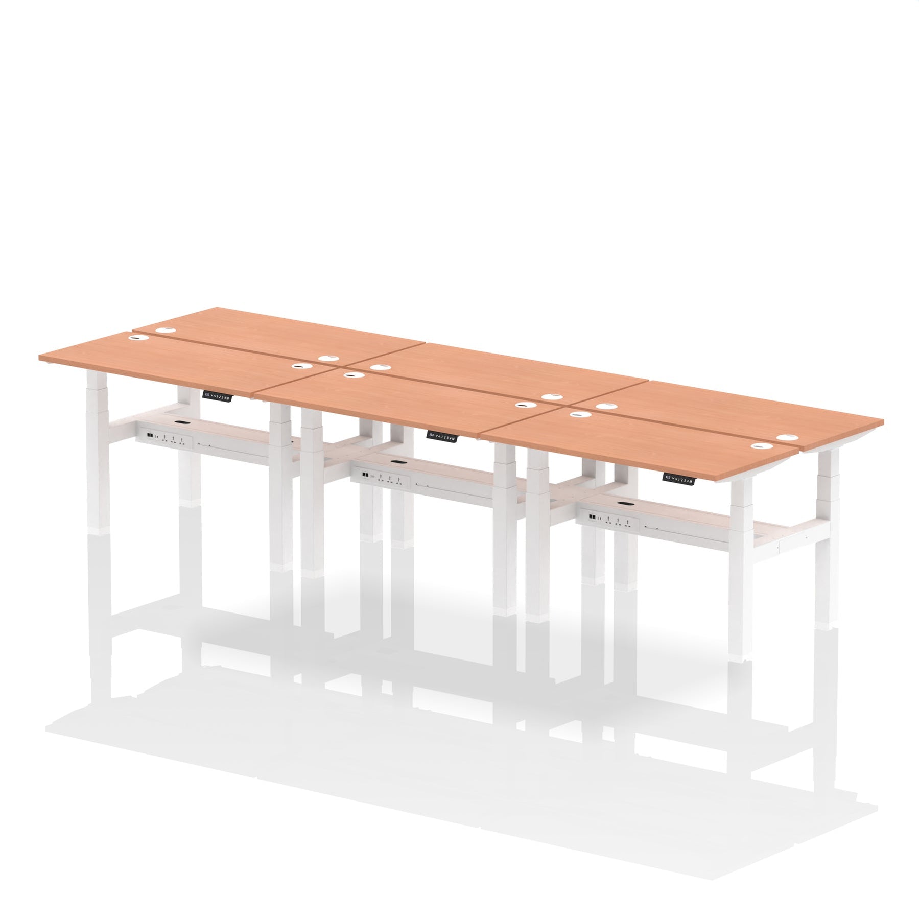 Air Back-to-Back Slimline Height Adjustable Bench Desk - 6 Person — UK ...
