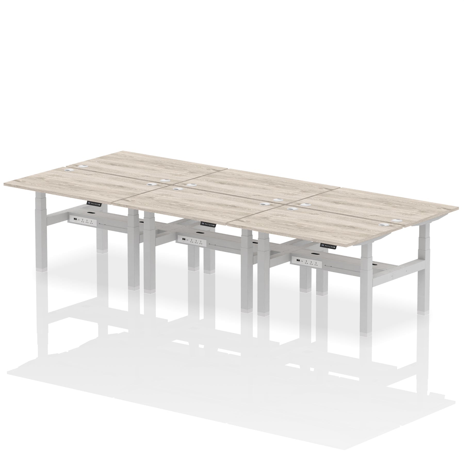 Air Back-to-Back Height Adjustable Bench Desk - 6 Person — UK Office ...
