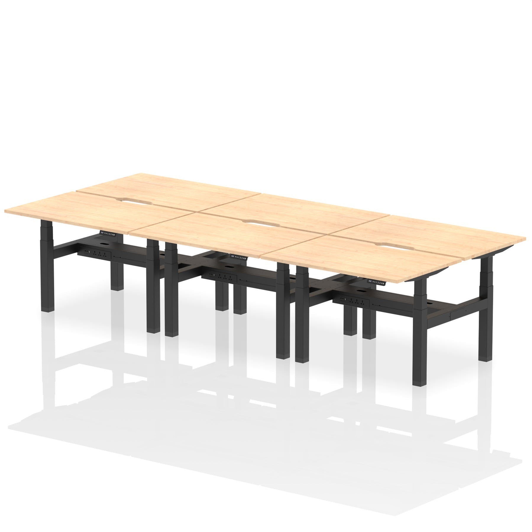 Air Back-to-Back Scalloped Edge Height Adjustable Bench Desk - 6 Perso ...