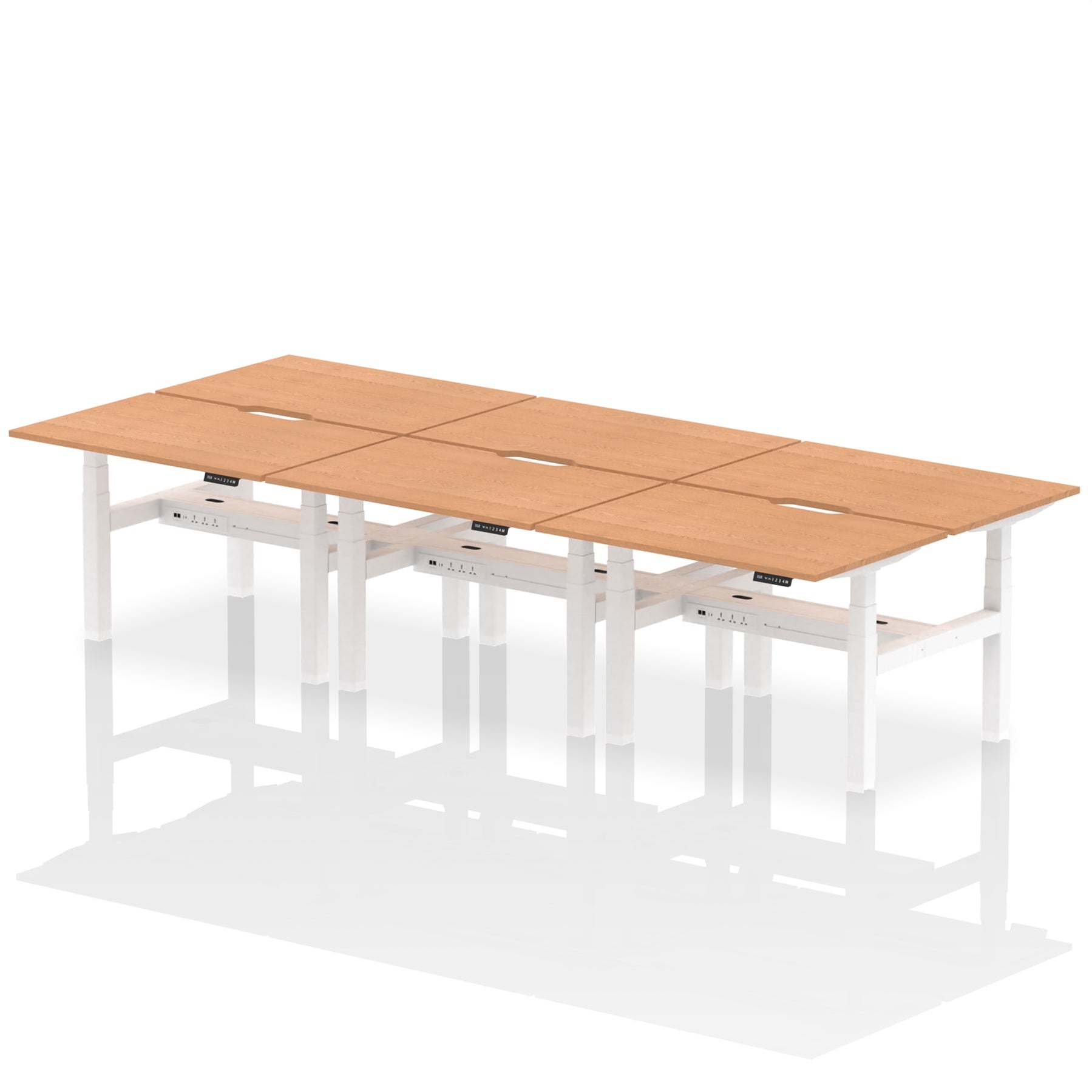 Air Back-to-Back Scalloped Edge Height Adjustable Bench Desk - 6 Perso ...