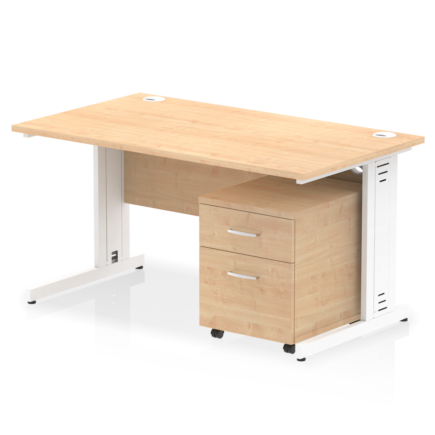 Impulse 1400mm Cable Managed Straight Desk With Mobile Pedestal — UK ...