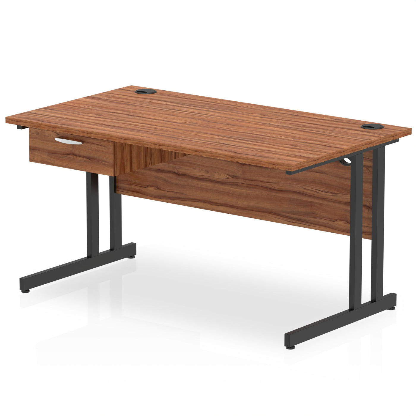 Impulse Cantilever Straight Desk Black Frame With Single One Drawer Fi ...