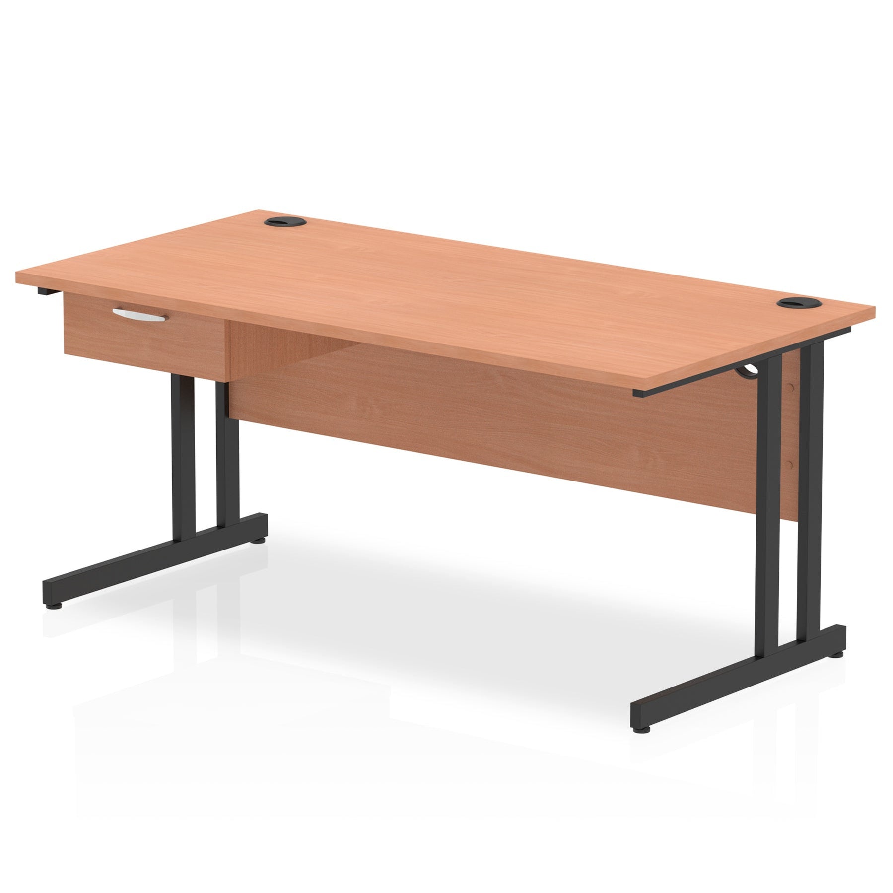 Impulse Cantilever Straight Desk Black Frame With Single One Drawer Fi ...