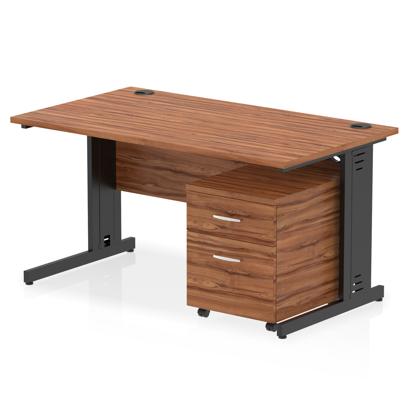 Impulse 1400mm Cable Managed Straight Desk With Mobile Pedestal — UK ...