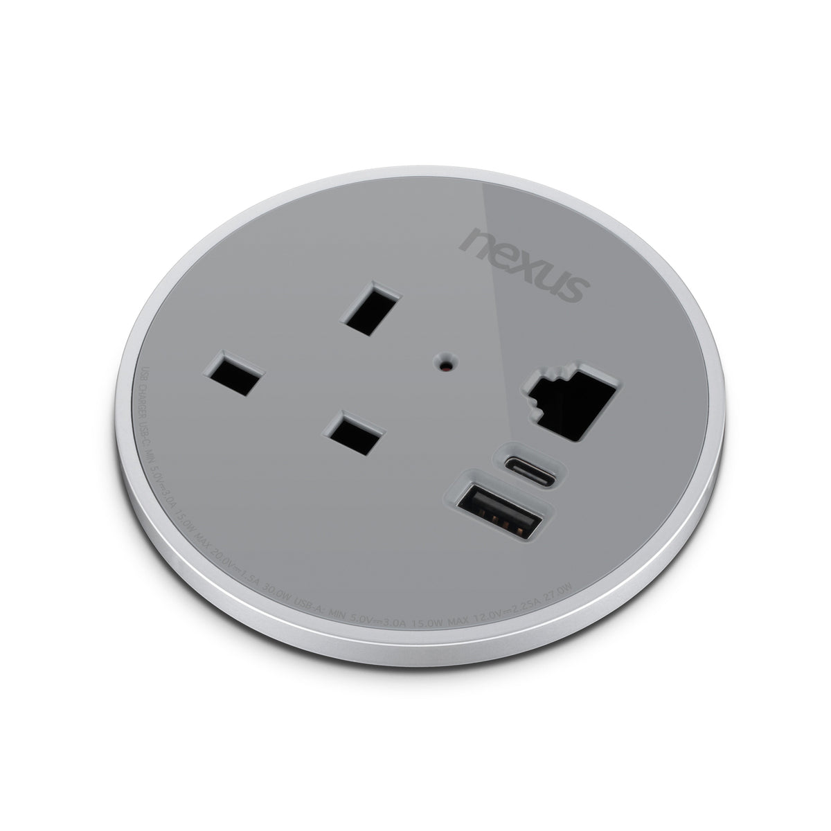 Circular In-Desk Power Module: 1 Outlet: 30W USB-C, 27W USB-A — UK ...