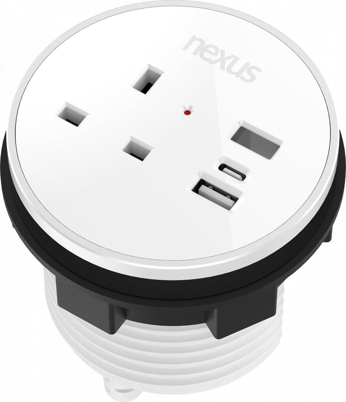 Circular In-Desk Power Module: 1 Outlet: 30W USB-C, 27W USB-A, USB-A B ...