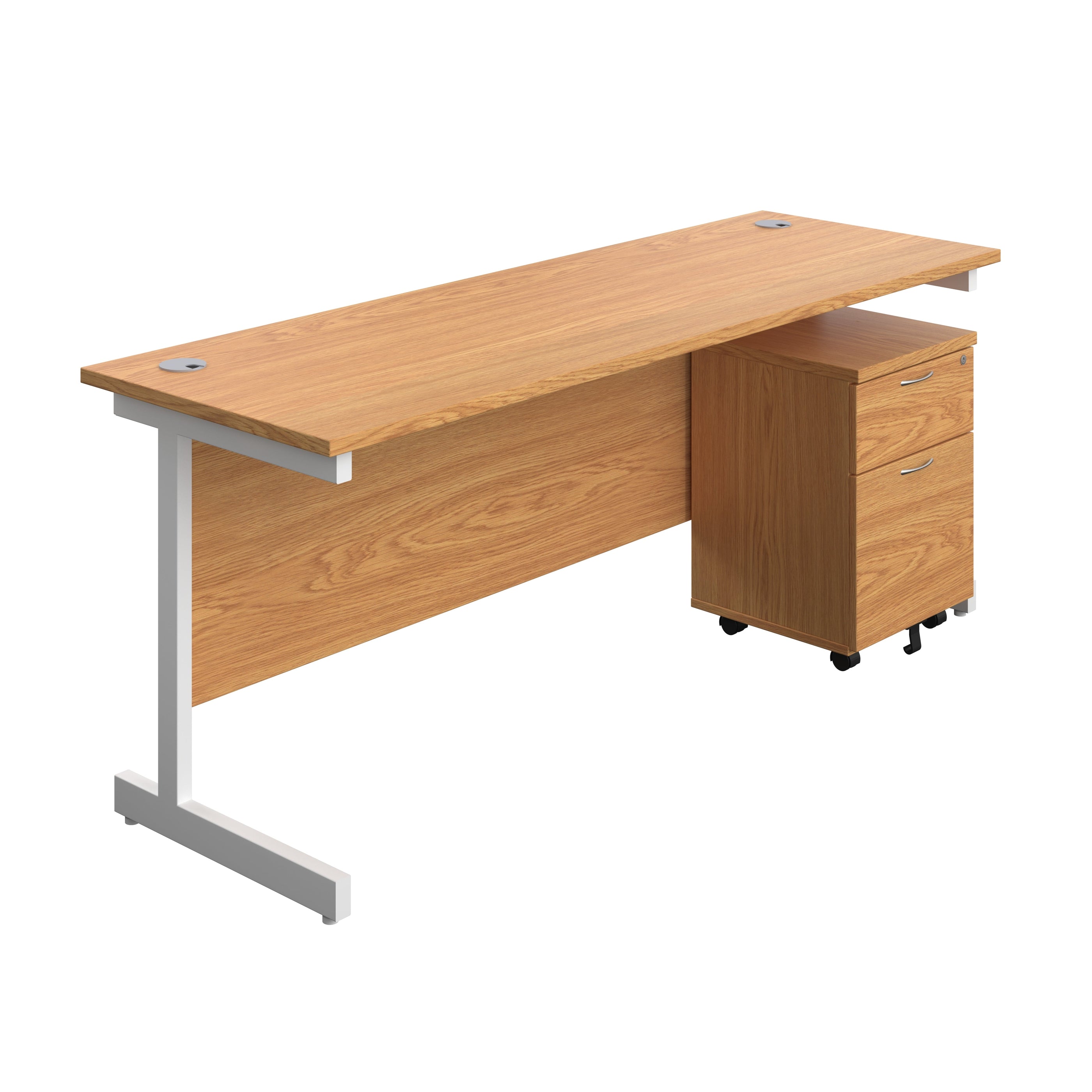 Single Upright Rectangular Desk + Mobile 2 Drawer Pedestal — UK Office ...