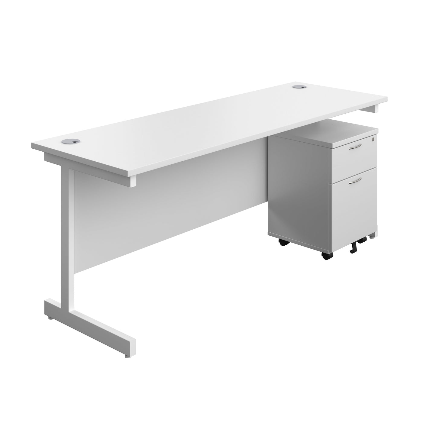 Single Upright Rectangular Desk + Mobile 2 Drawer Pedestal — UK Office ...