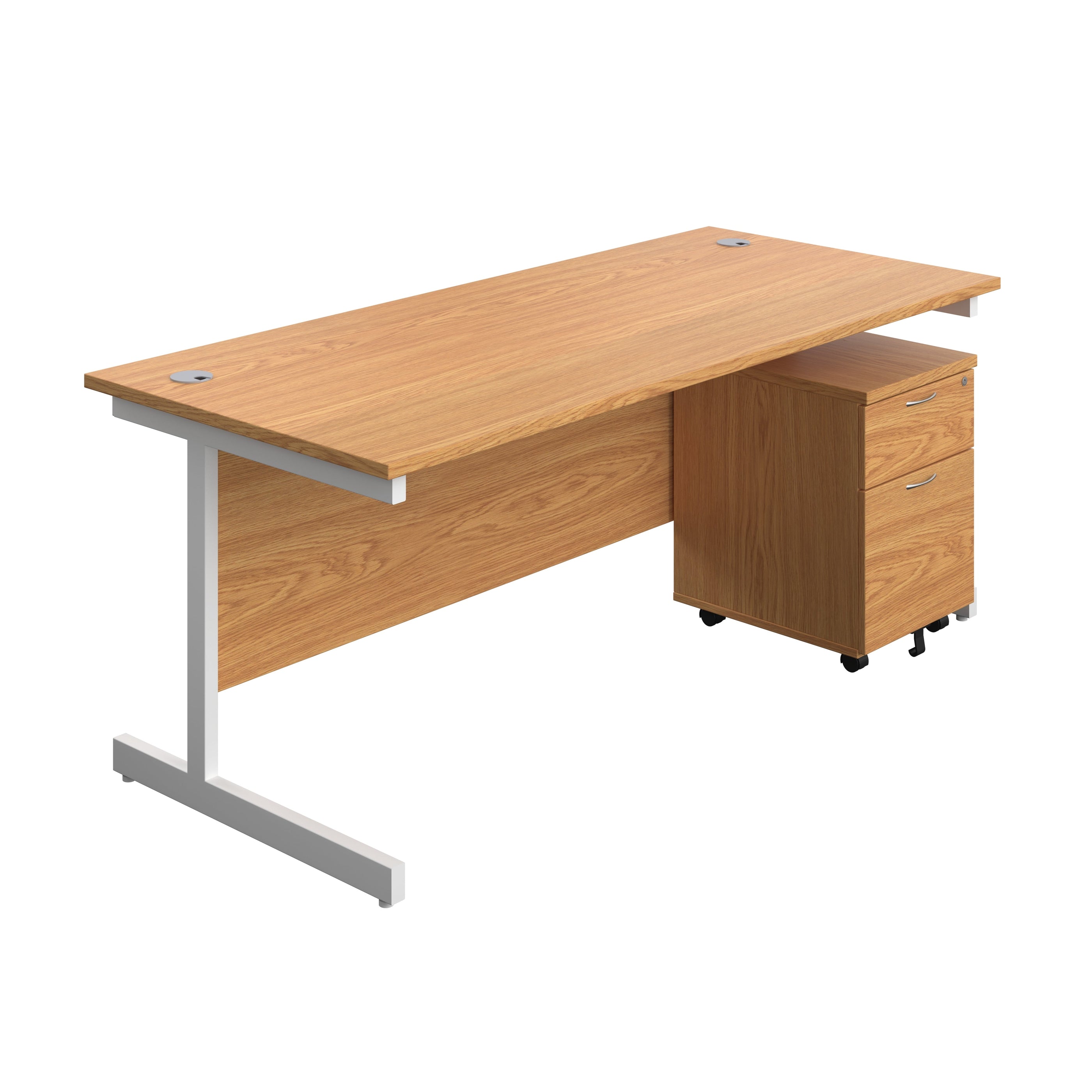Single Upright Rectangular Desk + Mobile 2 Drawer Pedestal — UK Office ...