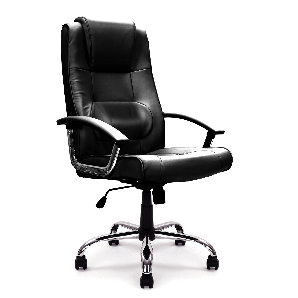 High Back Leather Faced Executive Armchair with Integral Headrest and ...