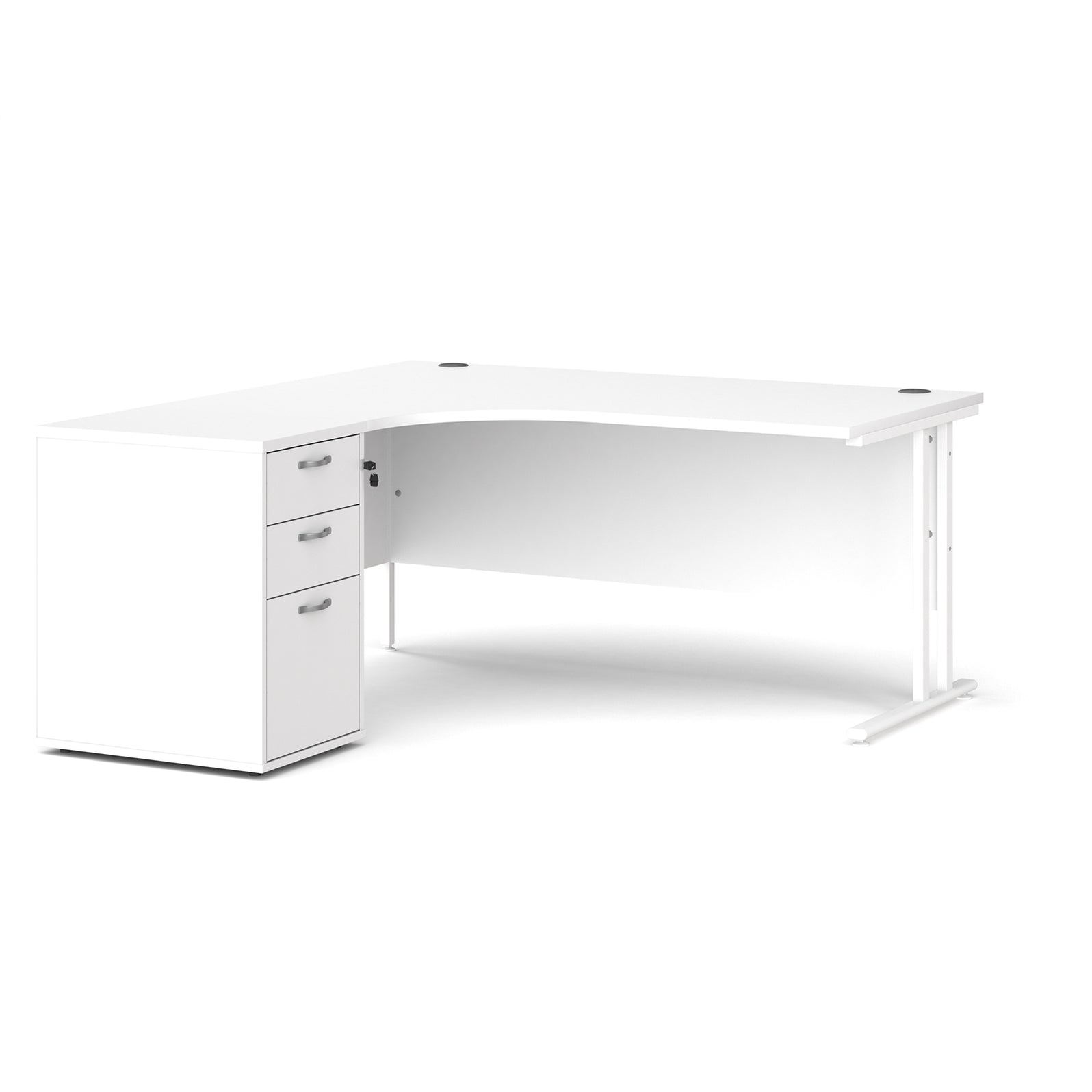 Maestro 25 ergonomic left hand desk with cantilever frame and pedestal ...