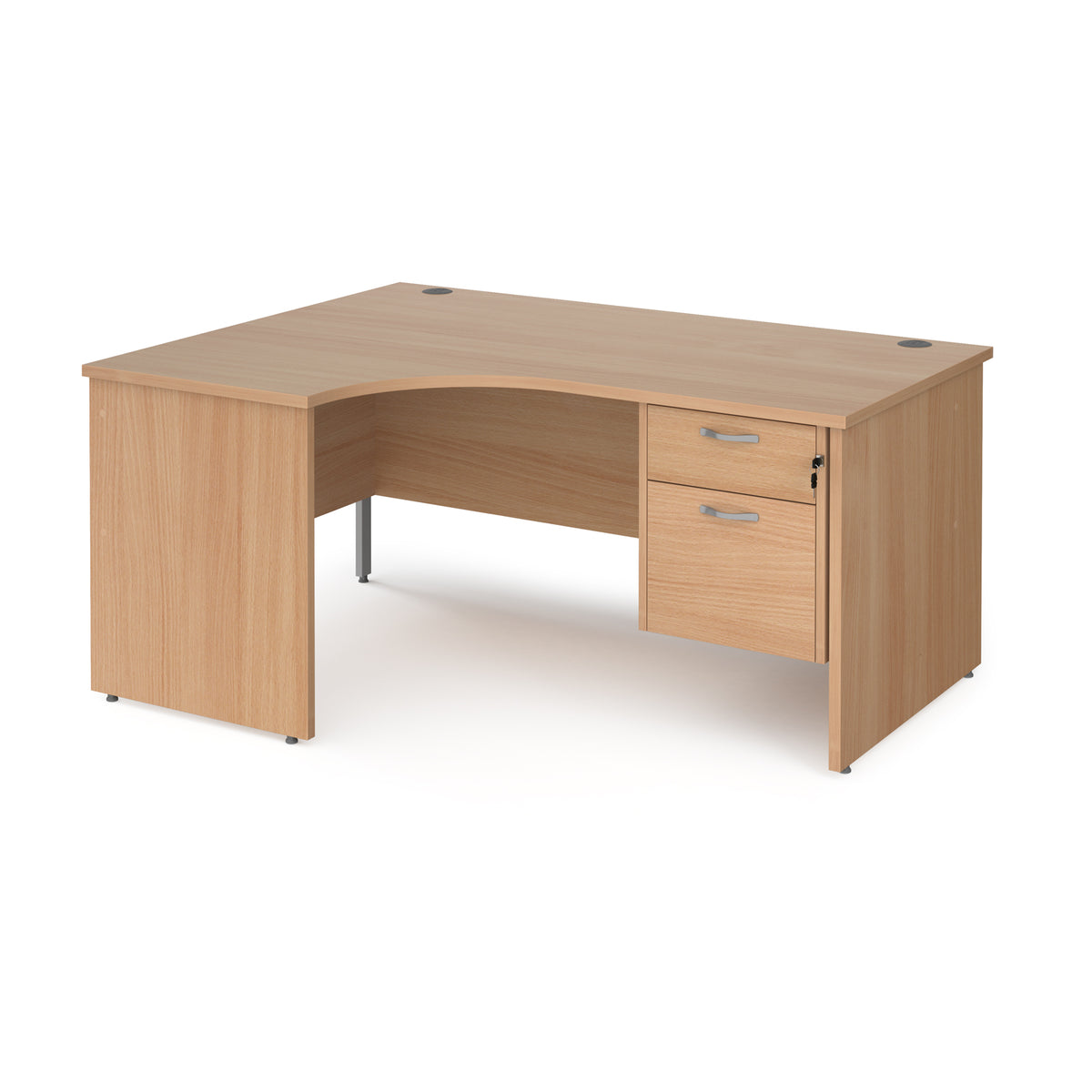 Maestro 25 left hand ergonomic desk with 2 drawer pedestal and panel e ...